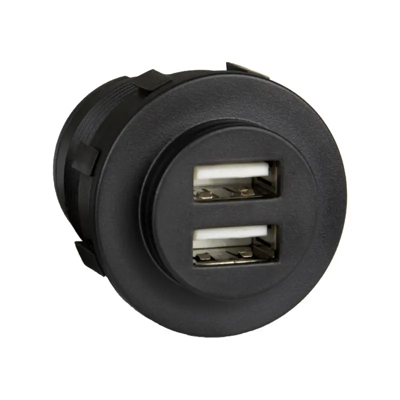 USB-uttag, utanpåliggande, ej belysning. Svart.